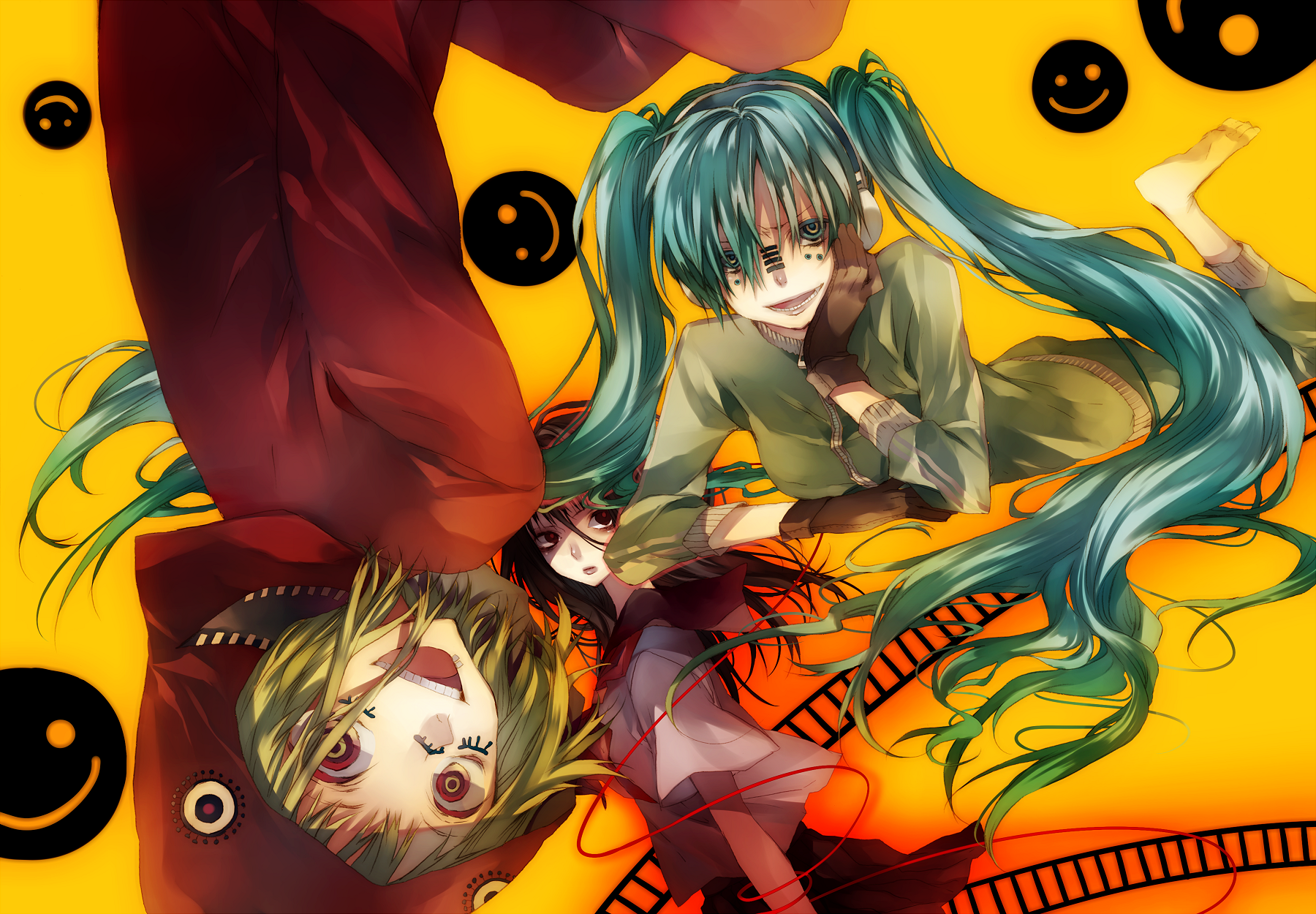 tsukioka tsukiho matryoshka (vocaloid) vocaloid gumi hatsune miku headphones seifuku | #151001 ...